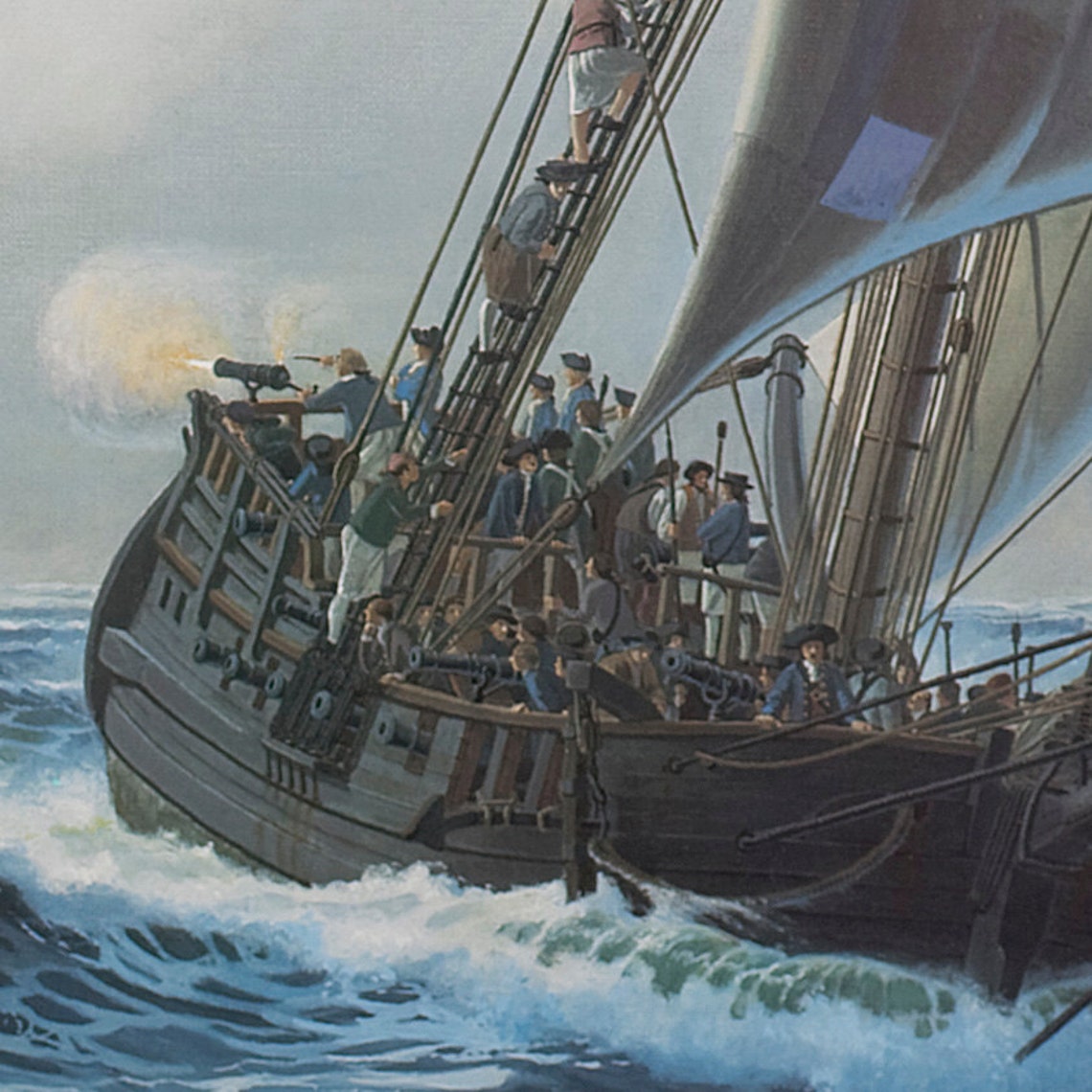 Sloop PROVIDENCE, John Paul Jones Pursued by HM Frigate SOLEBY and ...
