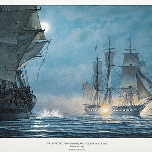 Uss CONSTITUTION Defeating CYANE and LEVANT, February 20, 1815, Signed ...