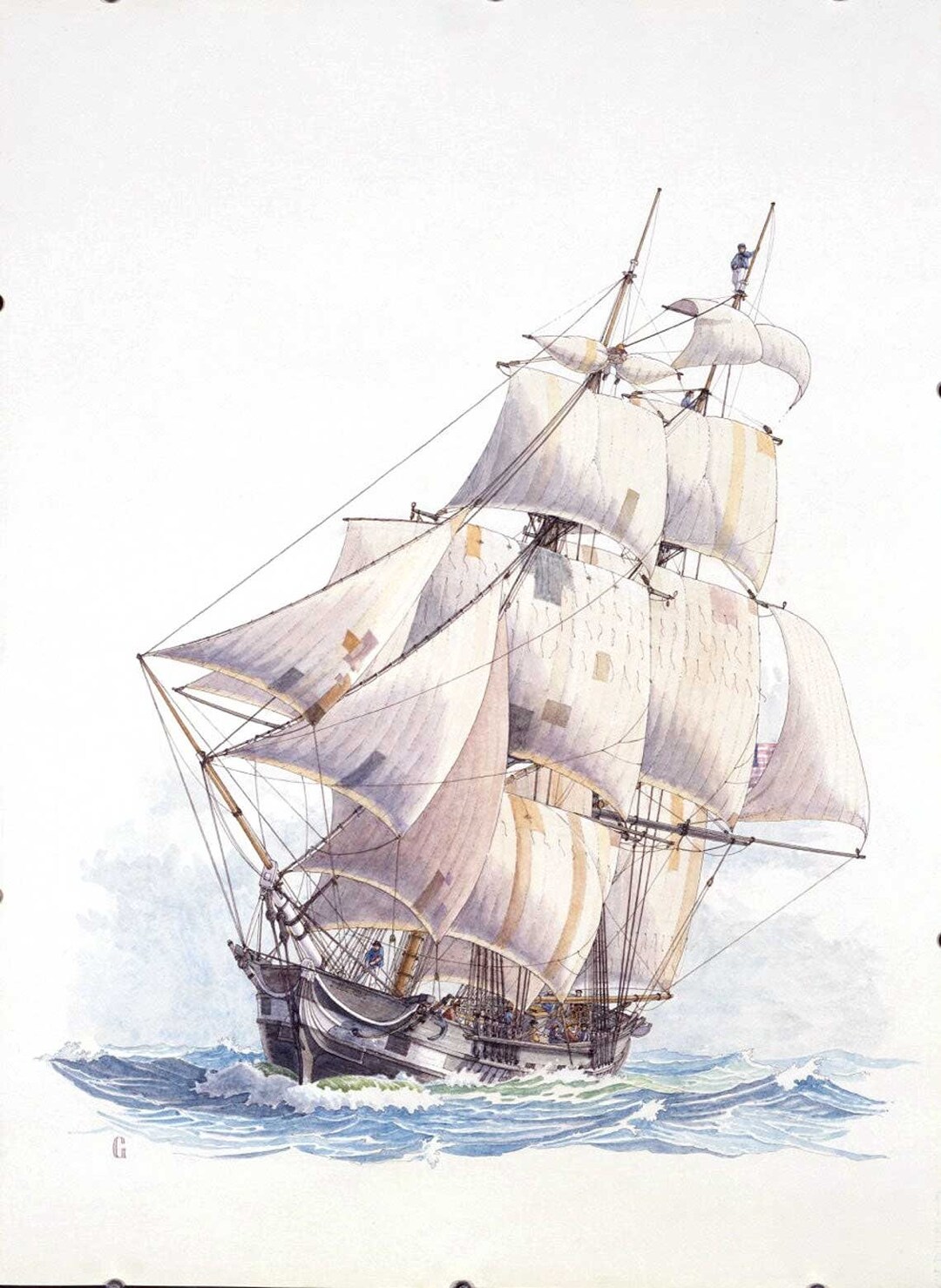 Brig "pilgrim" Getting in Sail. - Etsy