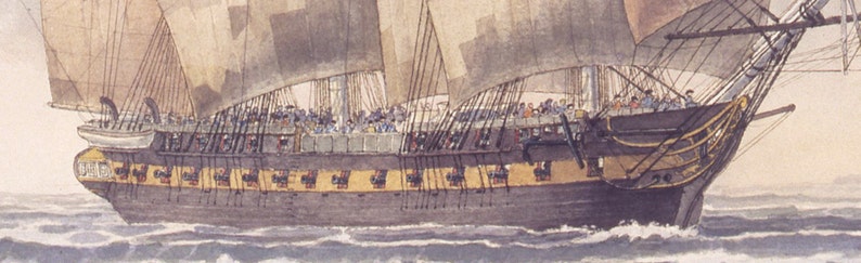 U.S.S. Constitution Approaching Marblehead, Pursued by H.M. Frigates ...