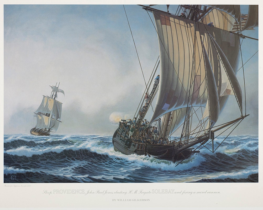 Sloop PROVIDENCE, John Paul Jones Pursued by HM Frigate SOLEBY and ...