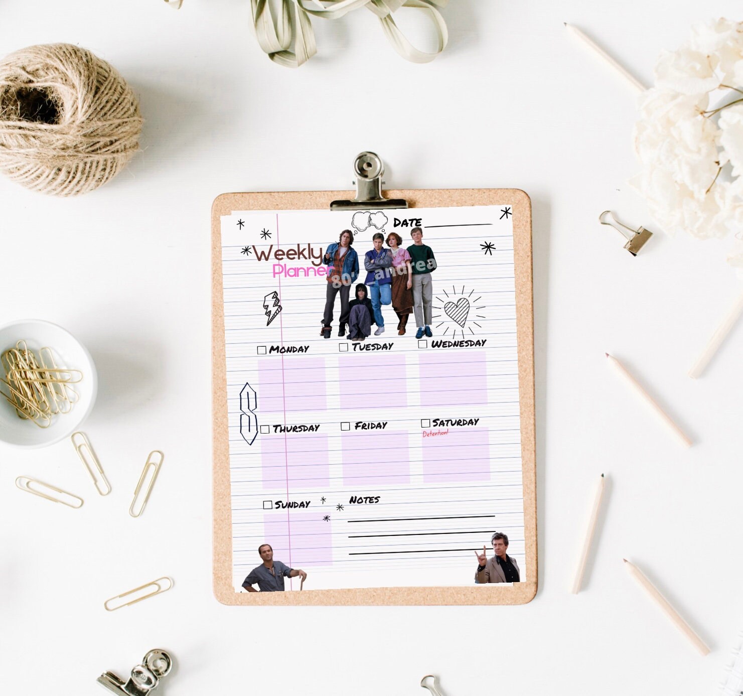 Downloadable Breakfast Club Weekly Planner, Printable , PDF File Instnd ...
