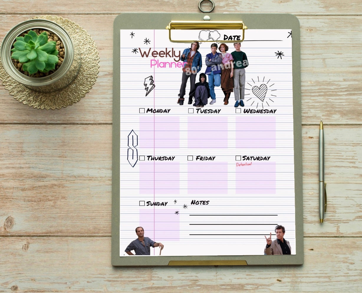 Downloadable Breakfast Club Weekly Planner, Printable , PDF File Instnd ...