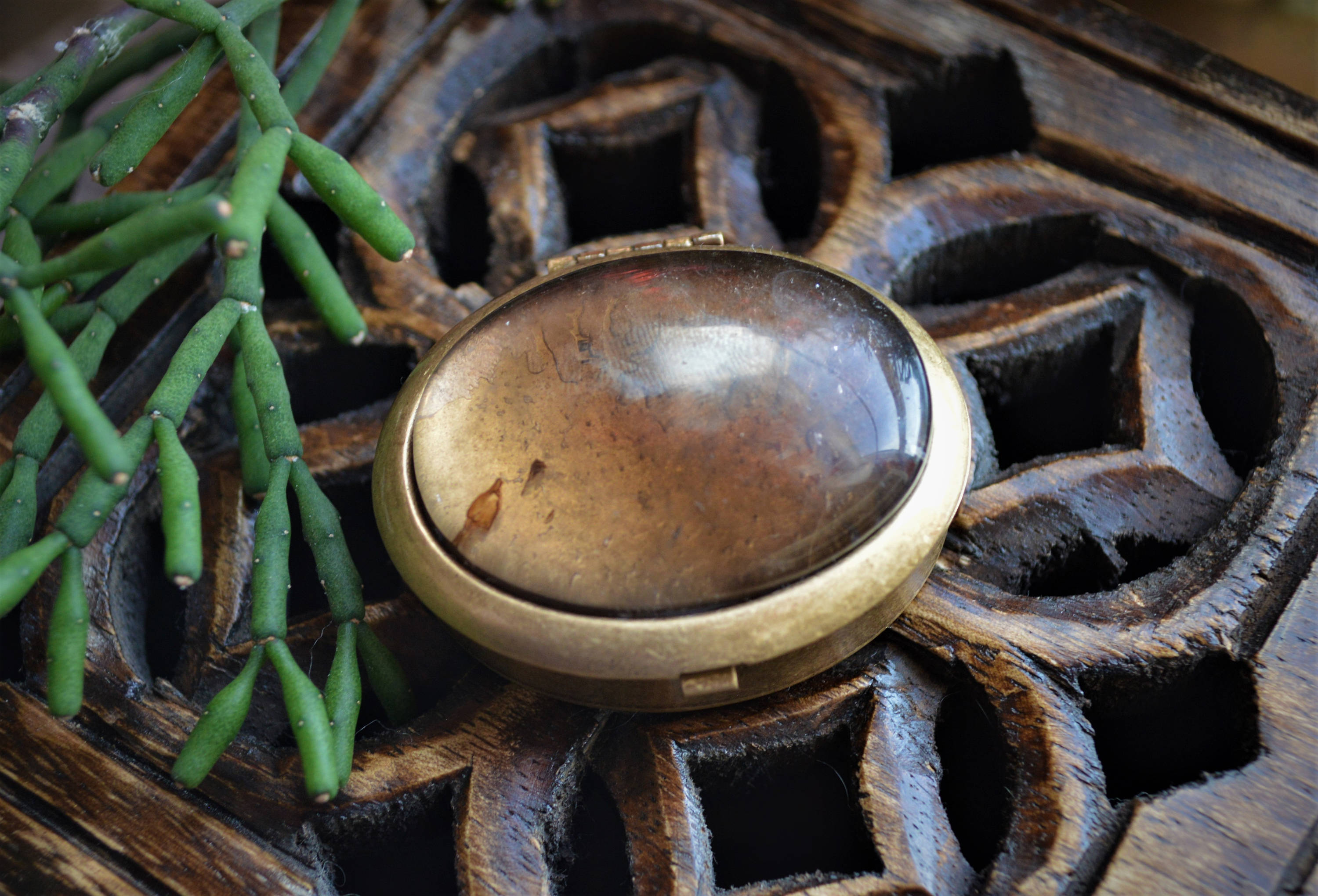 Refillable Natural Solid Perfume in Brass Compact With Smokey Quartz ...