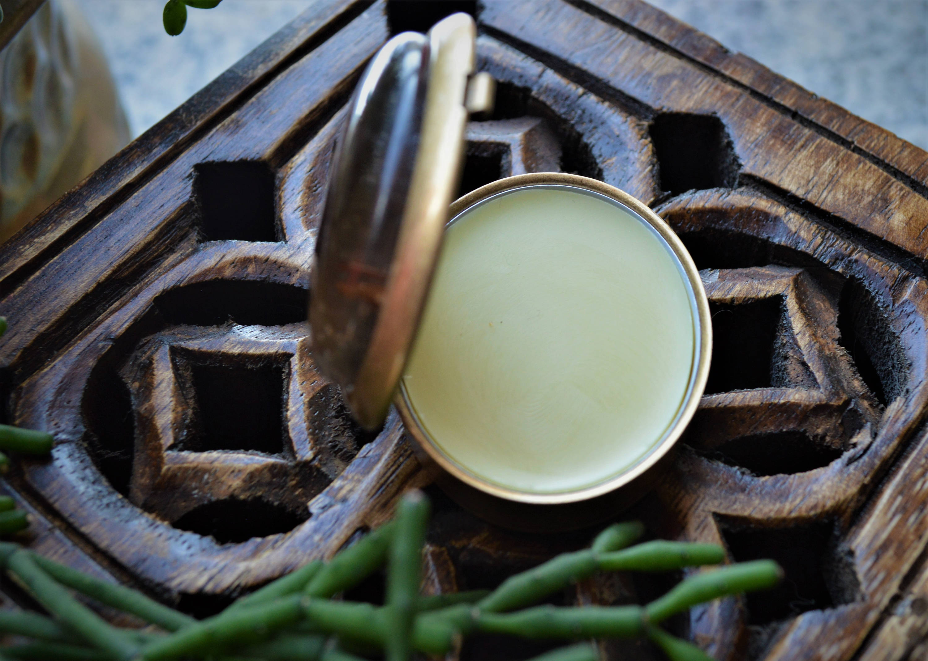 Refillable Natural Solid Perfume in Brass Compact With Smokey Quartz ...