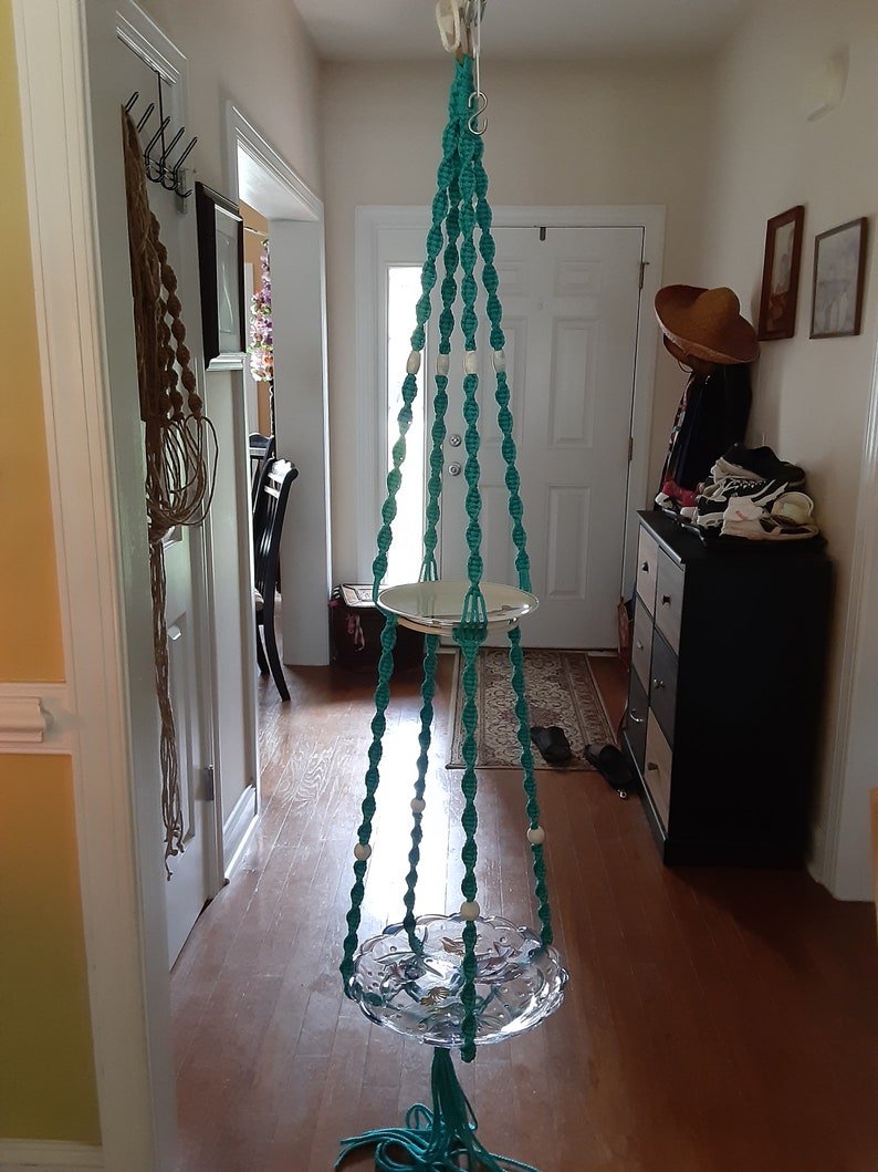 Macrame 2 tier hanging table | Etsy