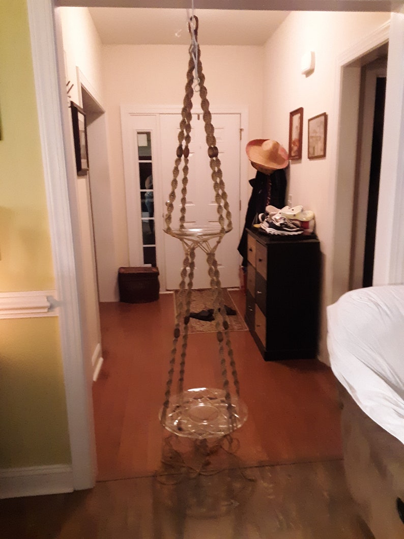Macrame 2 tier hanging table | Etsy