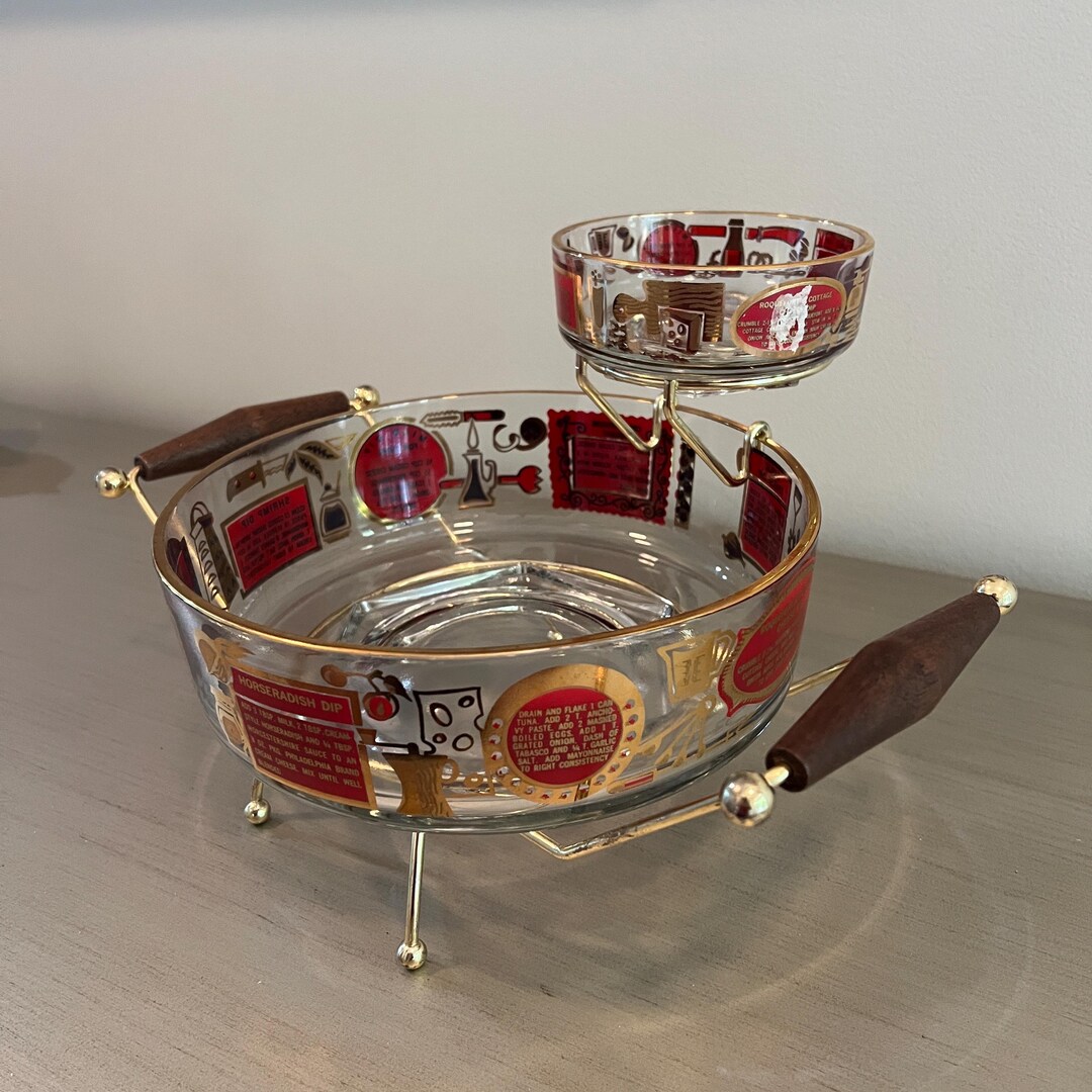 MCM Jeanette Glass Chip & Dip Set, 4 Pieces - Etsy