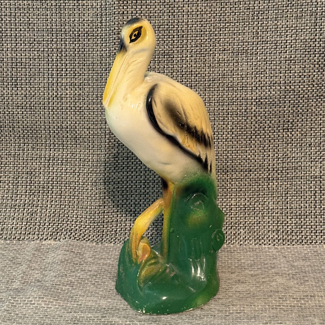 Vintage Chalkware Airbrushed Egret Bird Statue - Etsy