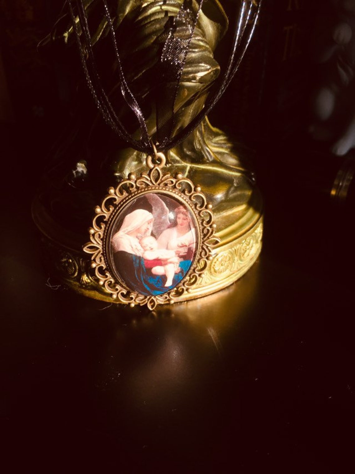 Virgin Mary Necklace Mary and Jesus Virgin Mary Mother and | Etsy