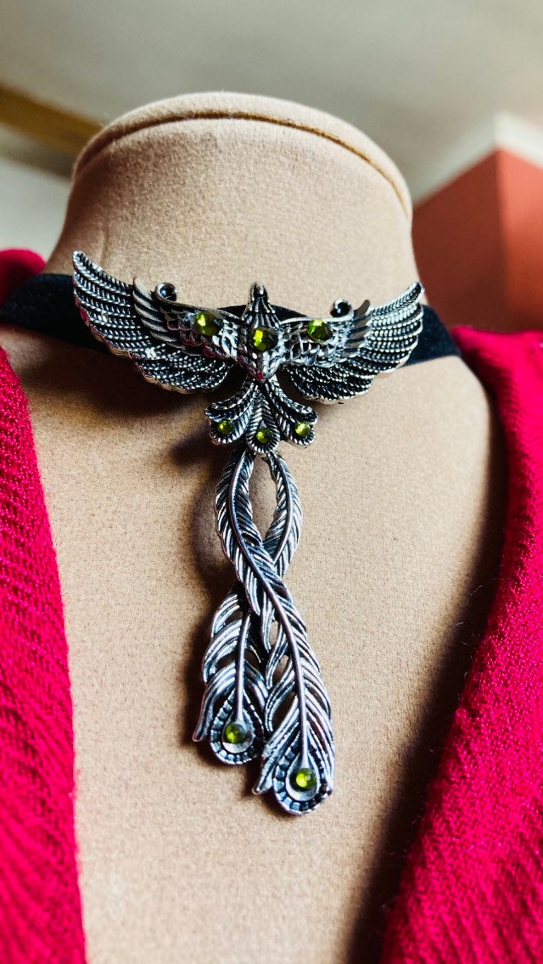 Angel Velvet Choker Phoenix Pendant Angel Necklace Phoenix - Etsy