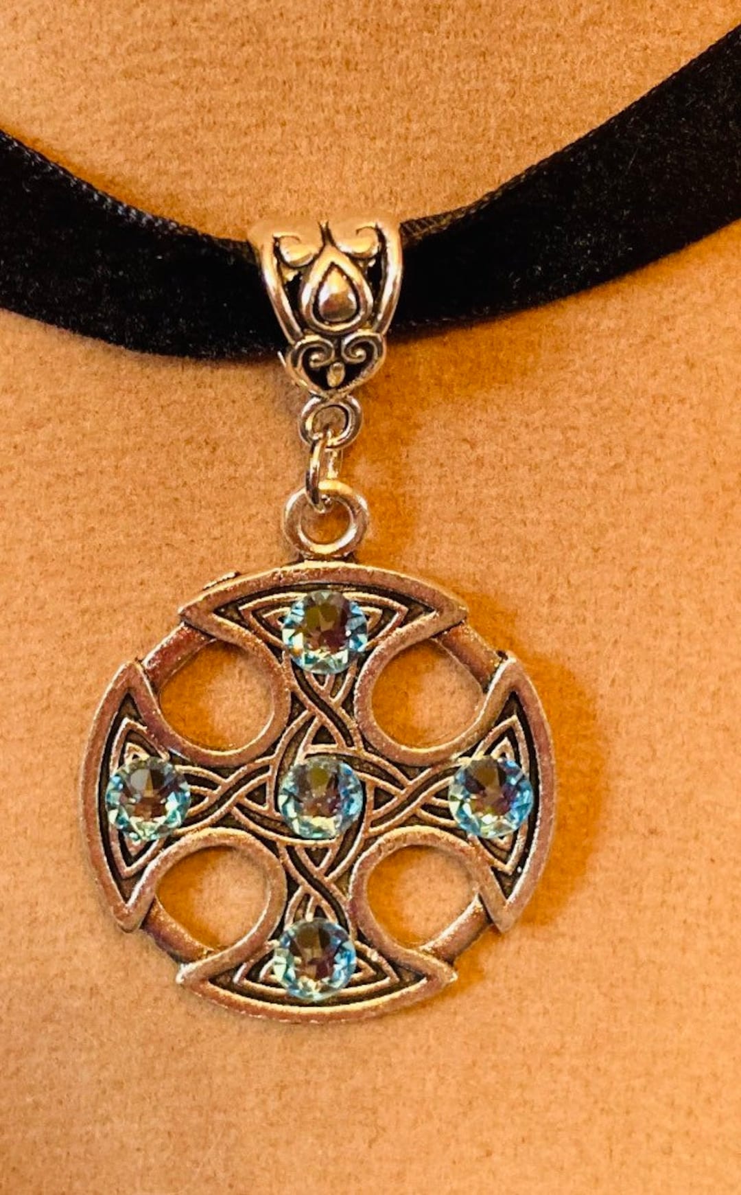 Celtic Cross, Choker, Cross Pendant, Swarovski Crystals, Irish Cross ...
