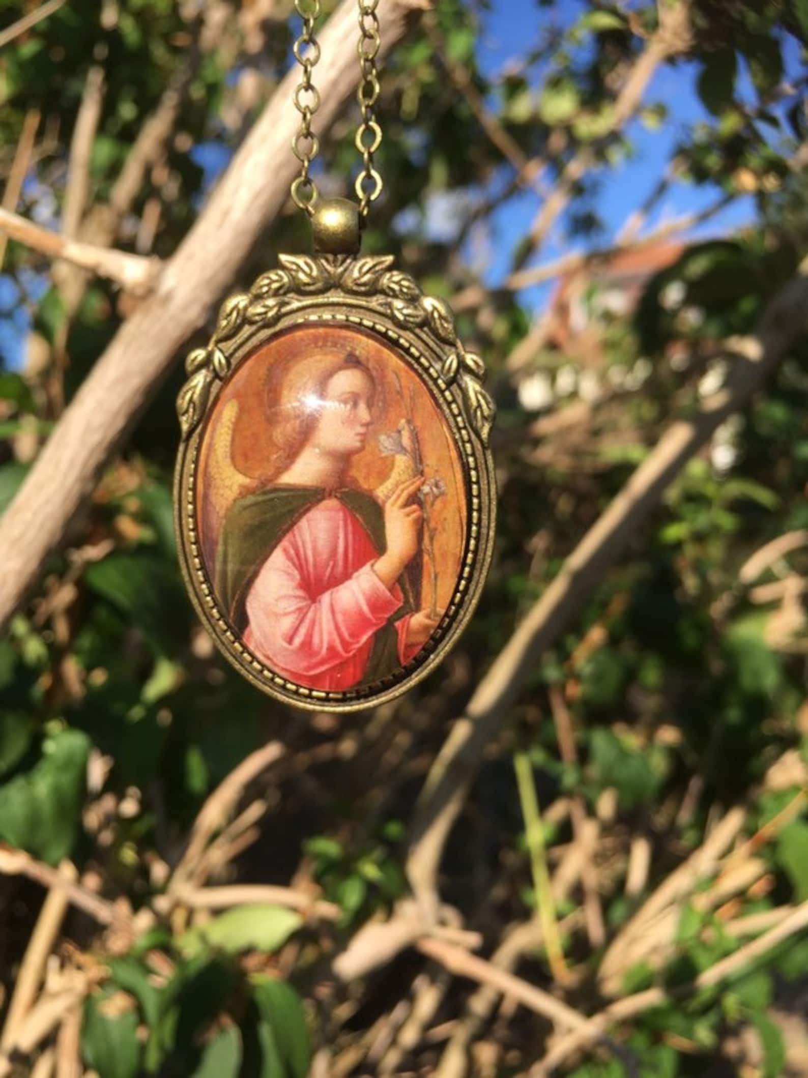 Archangel Gabriel Necklace archange Gabriel Pendentif FREE | Etsy