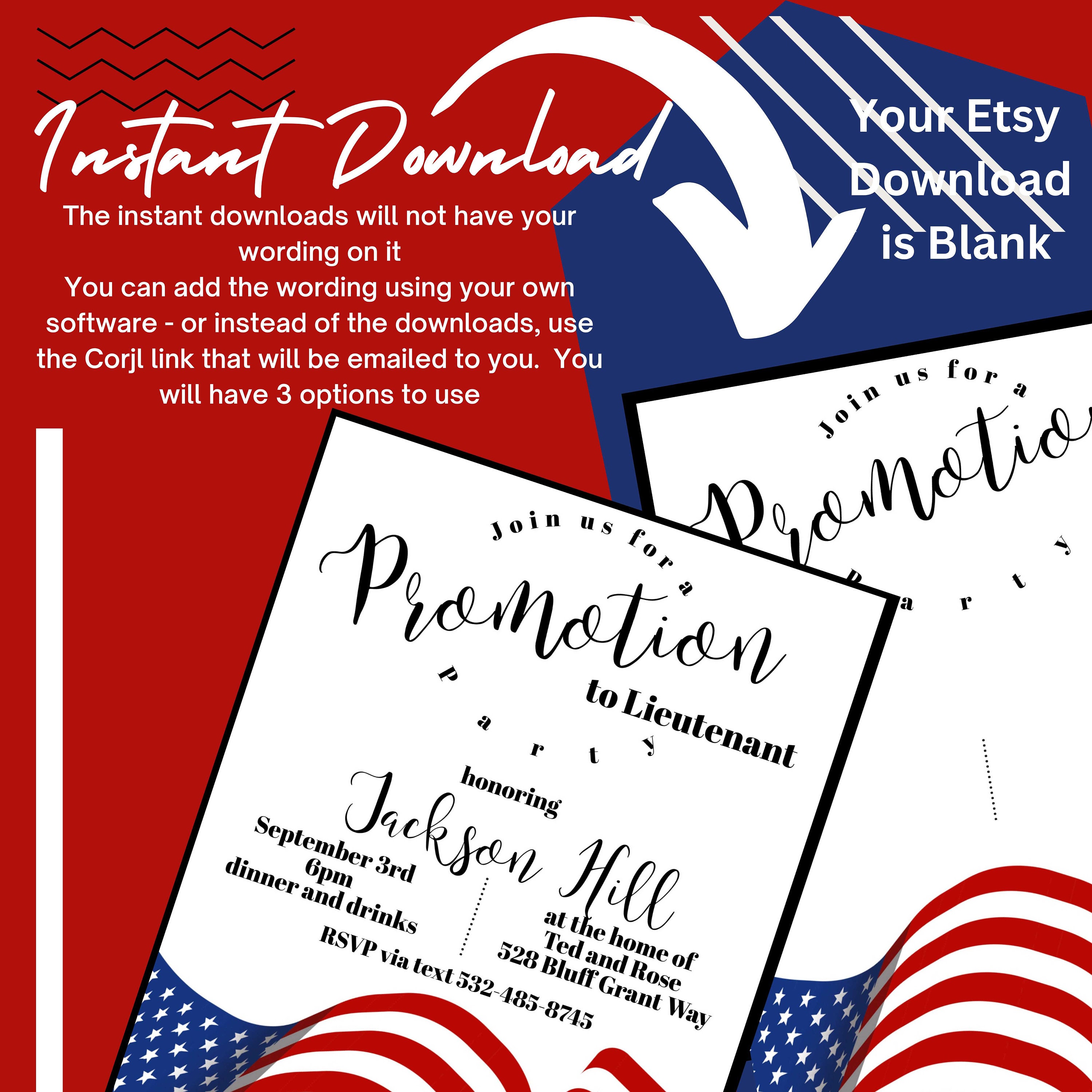 Military Promotion Ceremony Celebration Invitation Digital Download ...