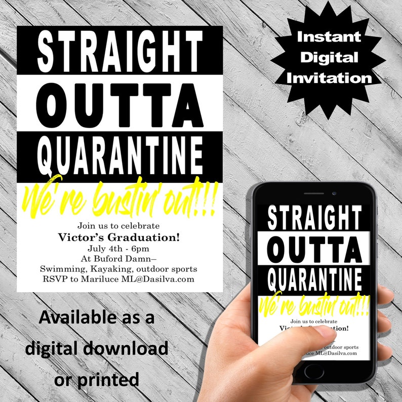 Straight Outta Quarantine Graduation Party Invitation Class of - Etsy