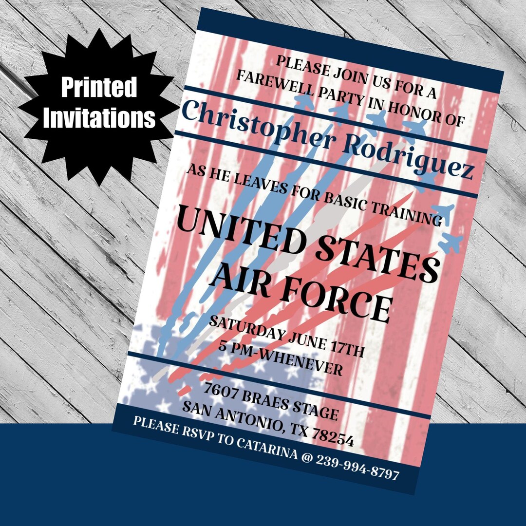 Air Force Bound American Flag Graduation Going Away Party Invitation ...