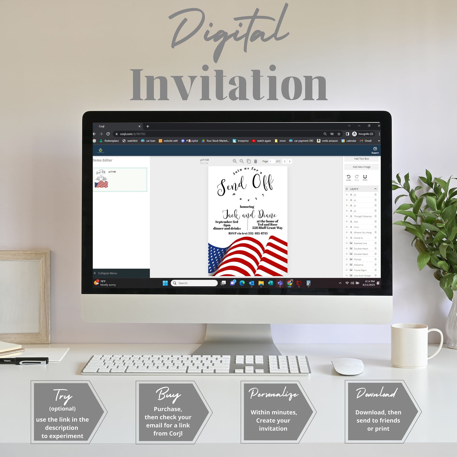 Send off Going Away Farewell USA Flag Party Invitation US Army Navy ...