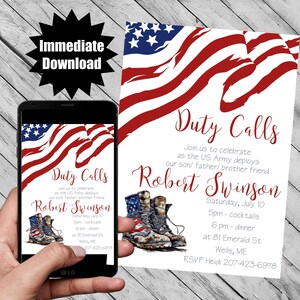 Army Deployment Going Away American Flag Party Invitation Digital ...