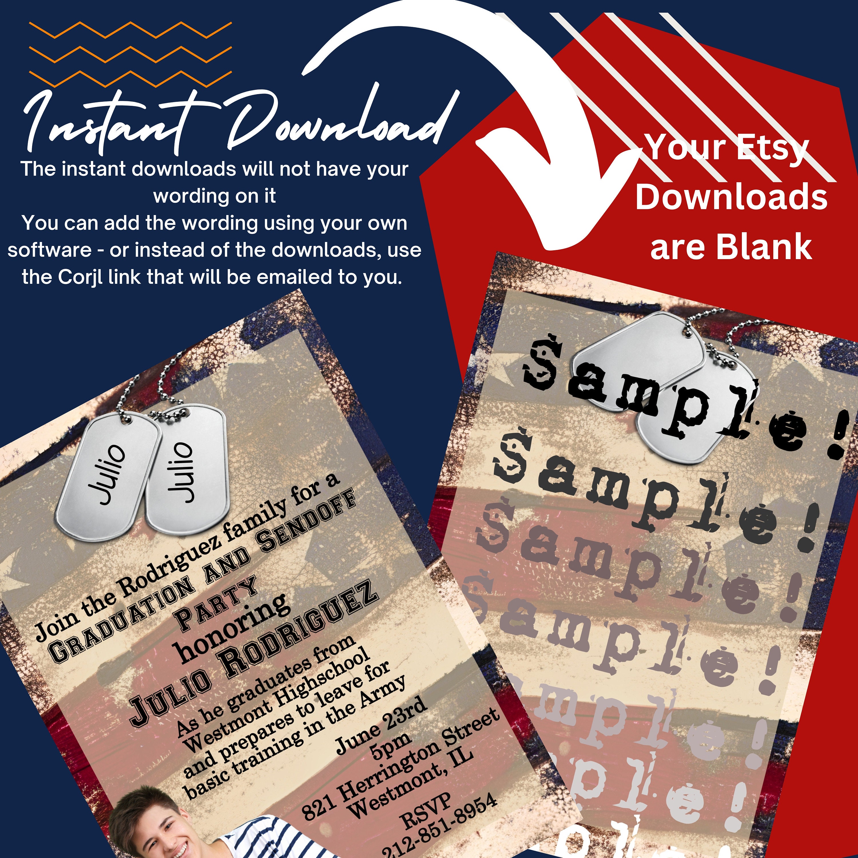 Going Away and Graduation Party Invitation Headed to Military, US Army ...