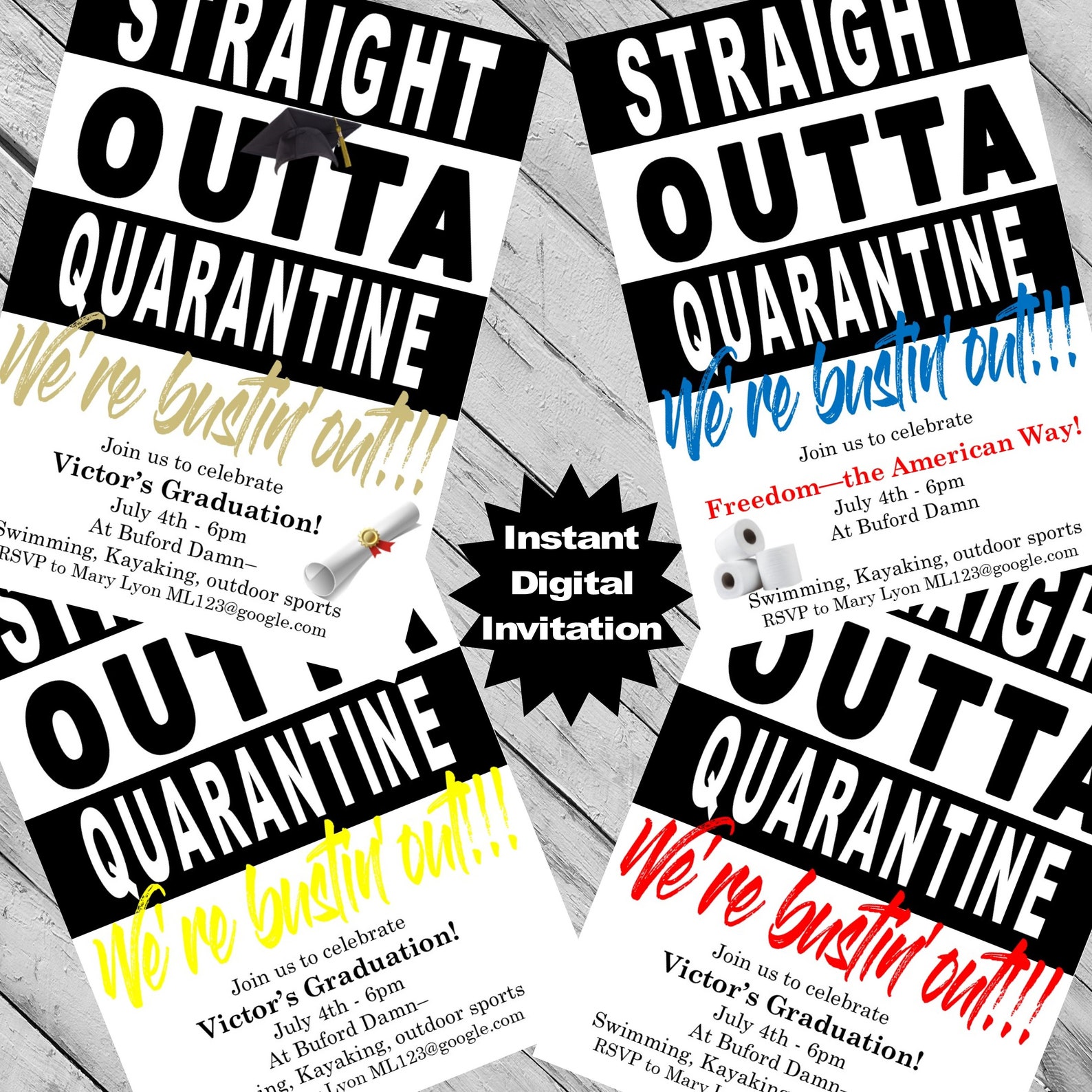 Straight Outta Quarantine Graduation Party Invitation Class of - Etsy