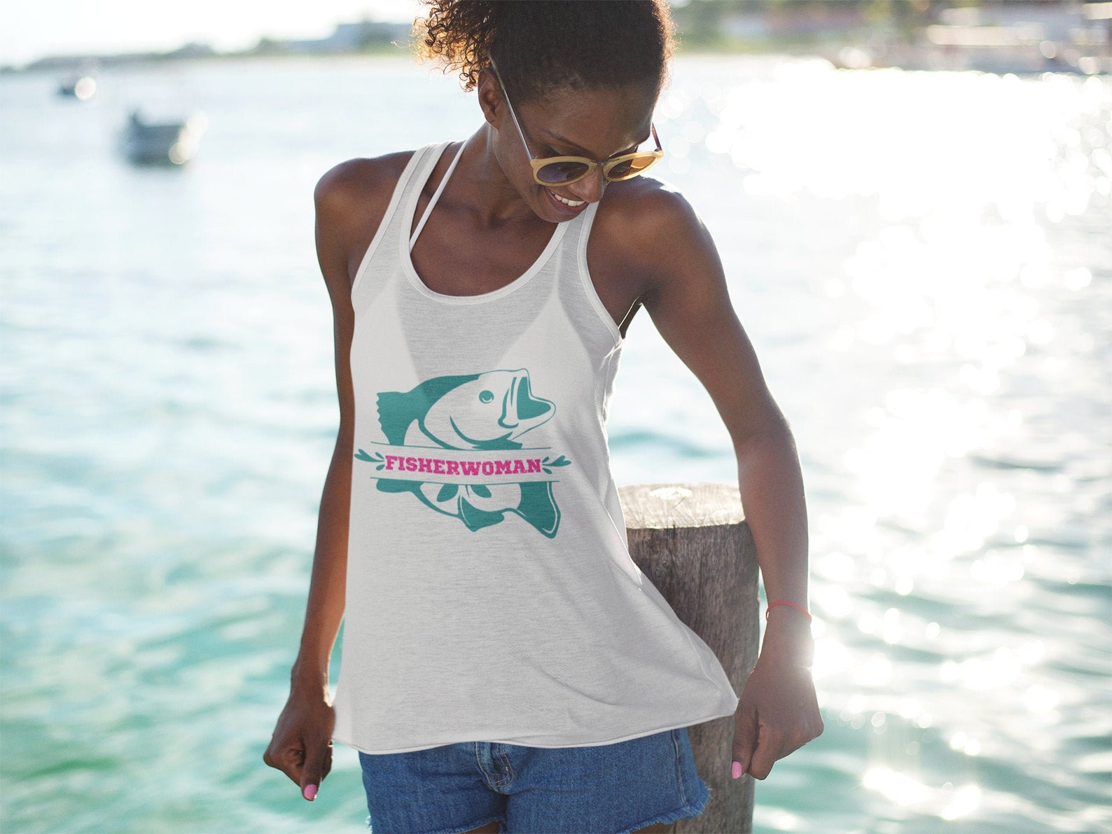 Fisherwoman Tank Top Racerback Tank for Fishing Gift Women Who Fish ...