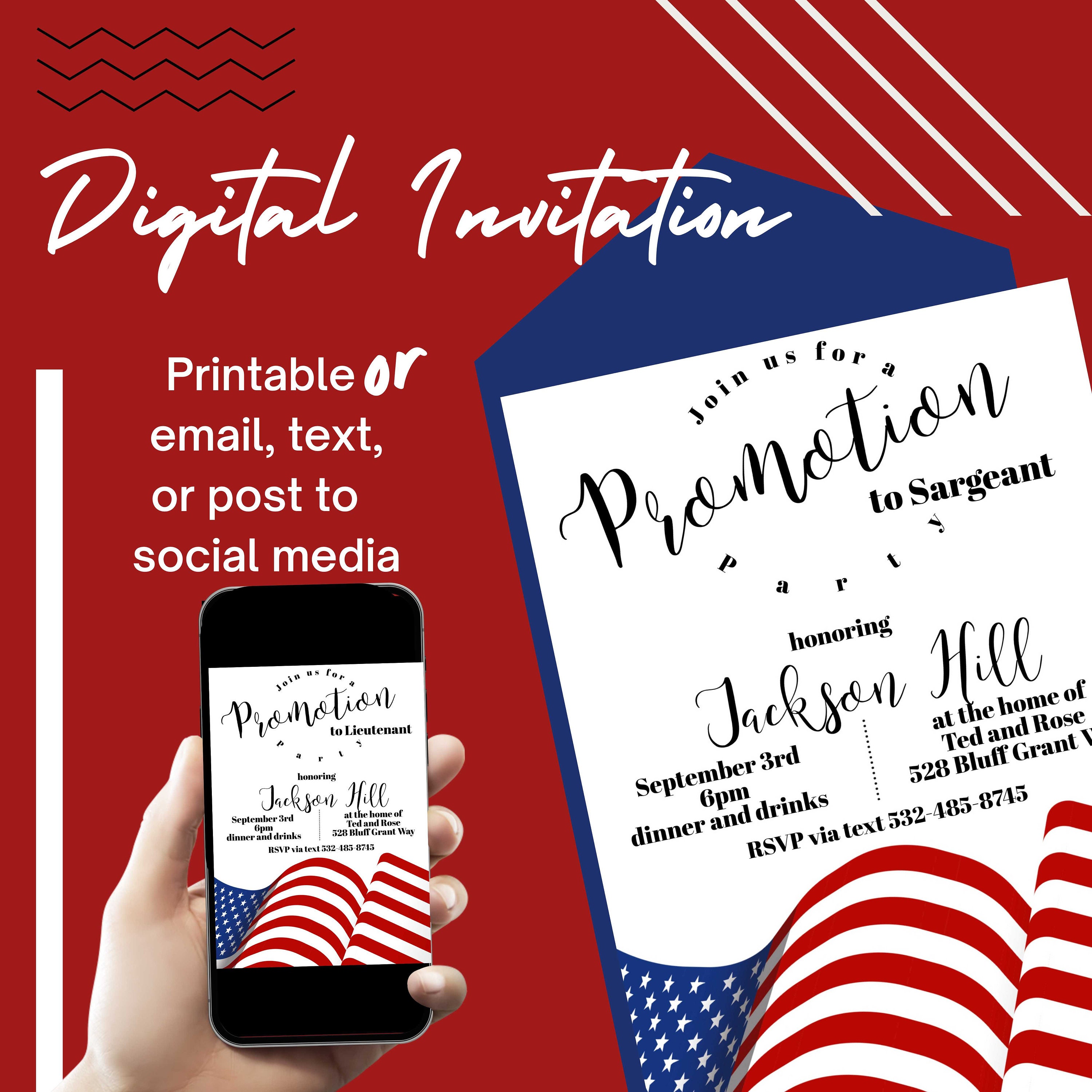 Military Promotion Ceremony Celebration Invitation Digital Download ...