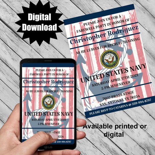 Military Going Away Party Invitation Template American Flag - Etsy