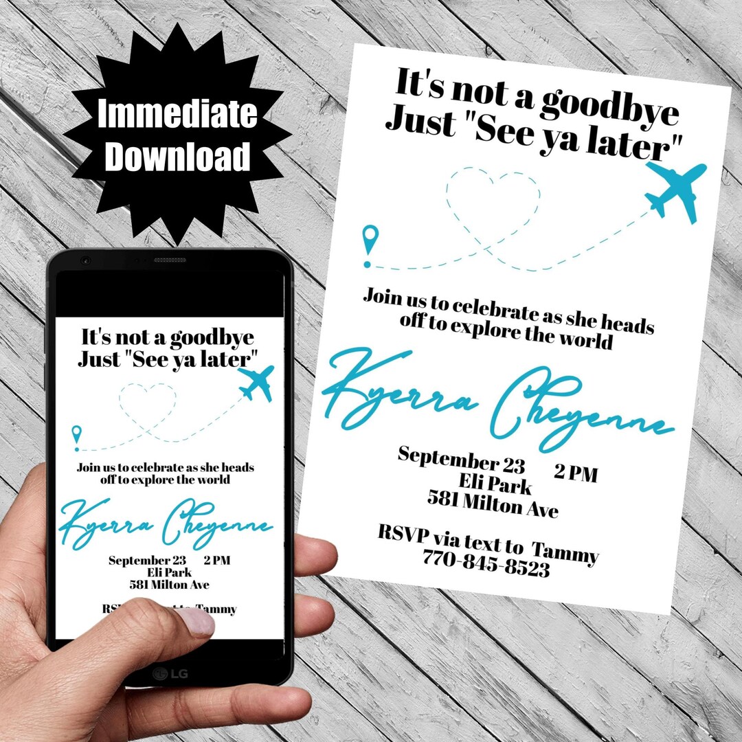 Going Away Party Invitations Digital Download Template Jpg Pdf Corjl ...