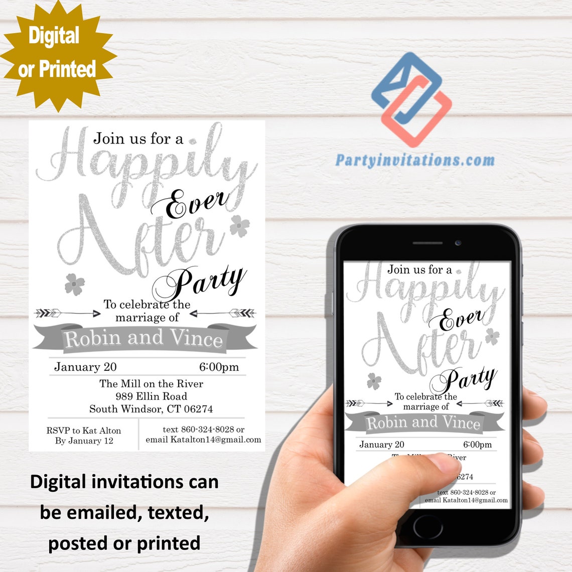 Eloping Virtual Party Invitations Happily Ever After Wedding | Etsy