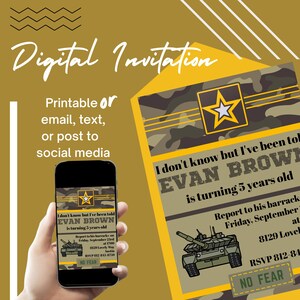 Editable Army Invitation, Camo Tank Birthday Invitation, Army ...
