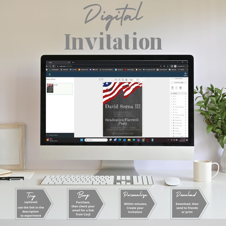 Going Away and Graduation Party Invitation Headed to Military, US Army ...