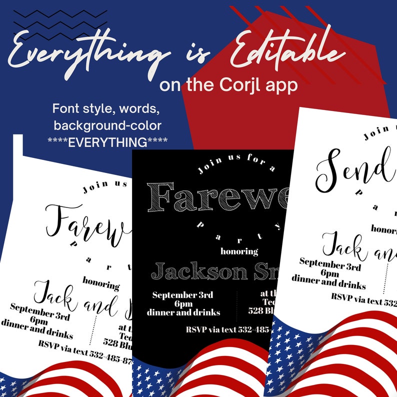 Send off Going Away Farewell USA Flag Party Invitation US Army Navy ...