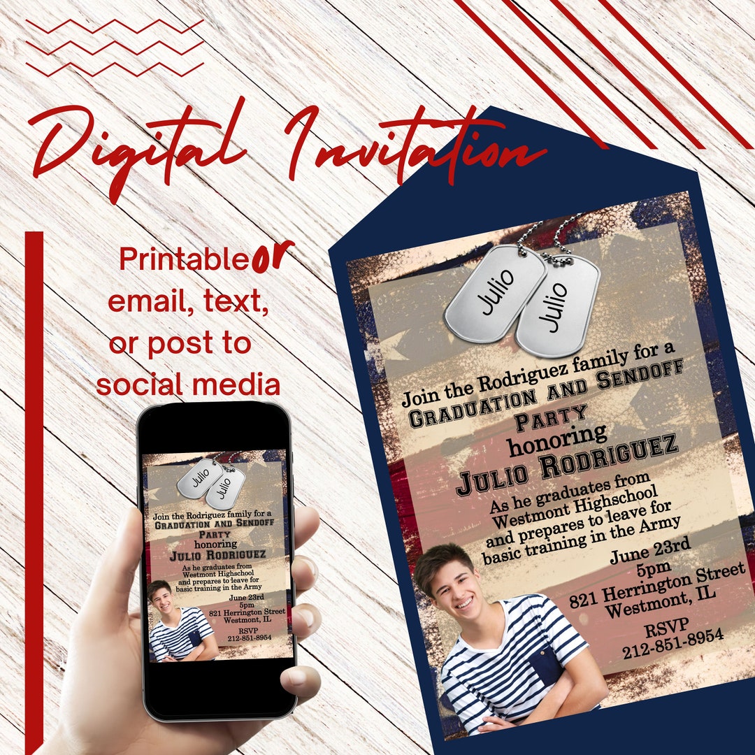 Going Away and Graduation Party Invitation Headed to Military, US Army ...