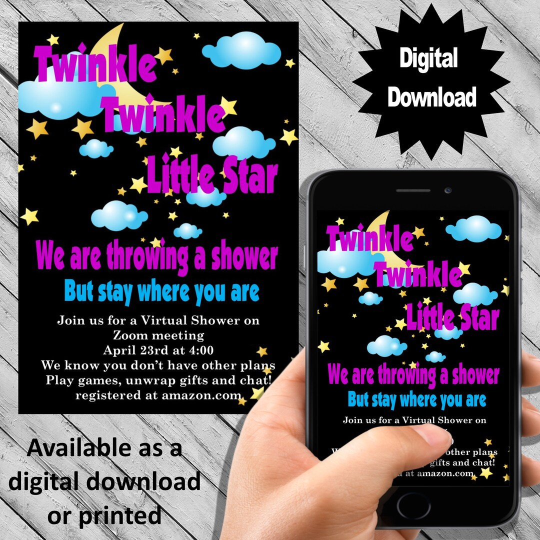 Virtual Baby Shower Invitations Twinkle Twinkle Little Star Zoom ...