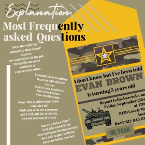 Editable Army Invitation, Camo Tank Birthday Invitation, Army ...