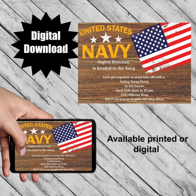 Navy Going Away Party invitation digital download design template svg ...