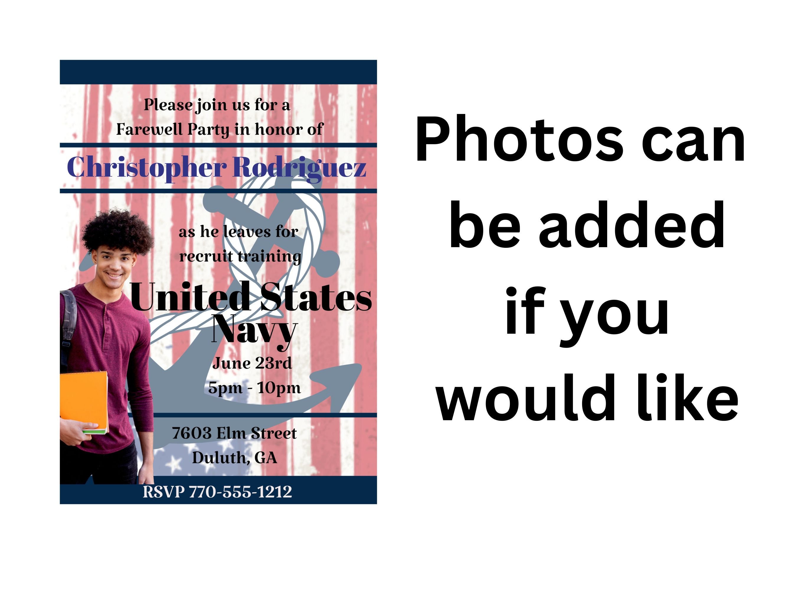 Graduation Party and Going Away American Flag Invitation Headed to ...