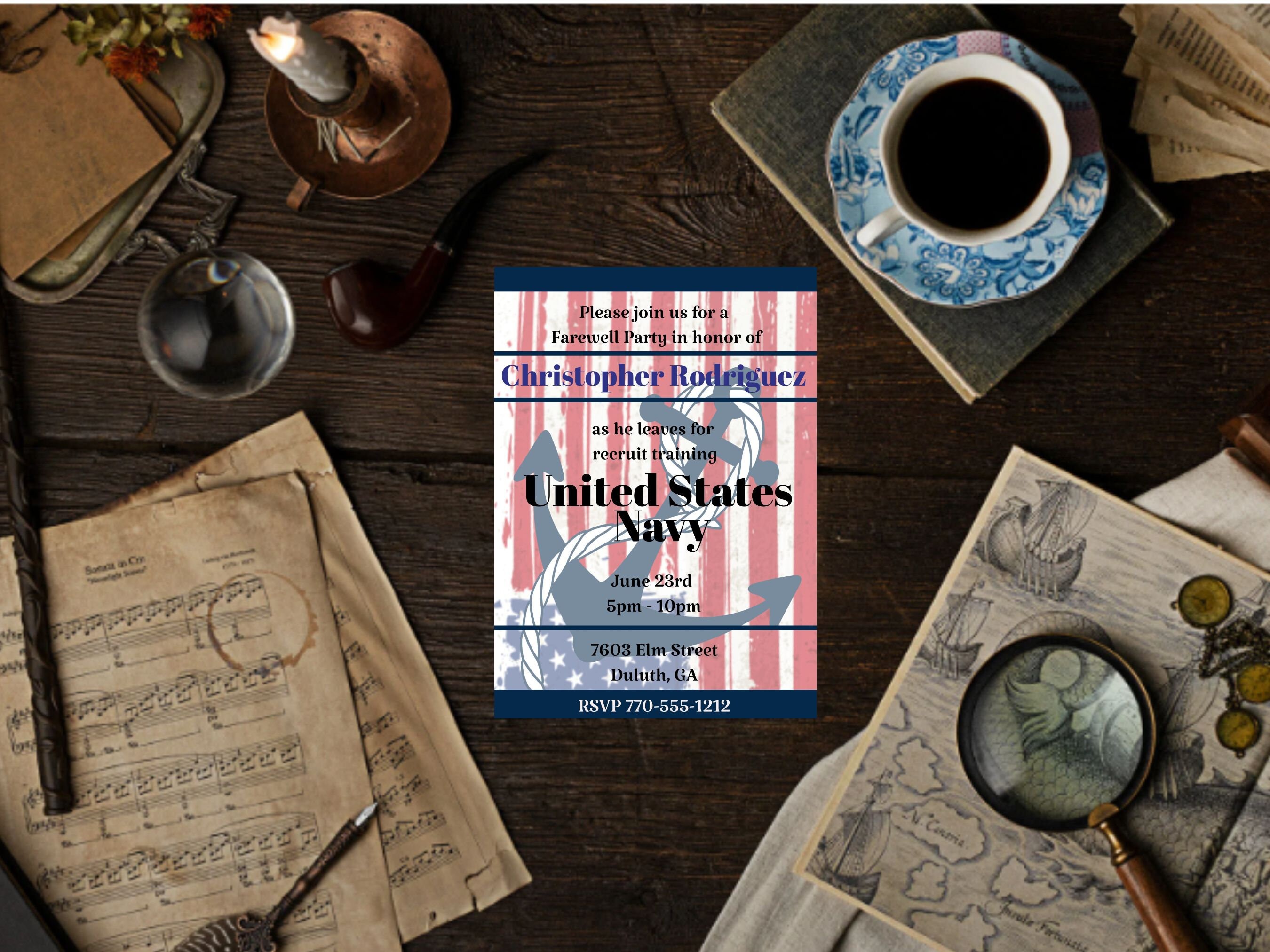 Graduation Party and Going Away American Flag Invitation Headed to ...