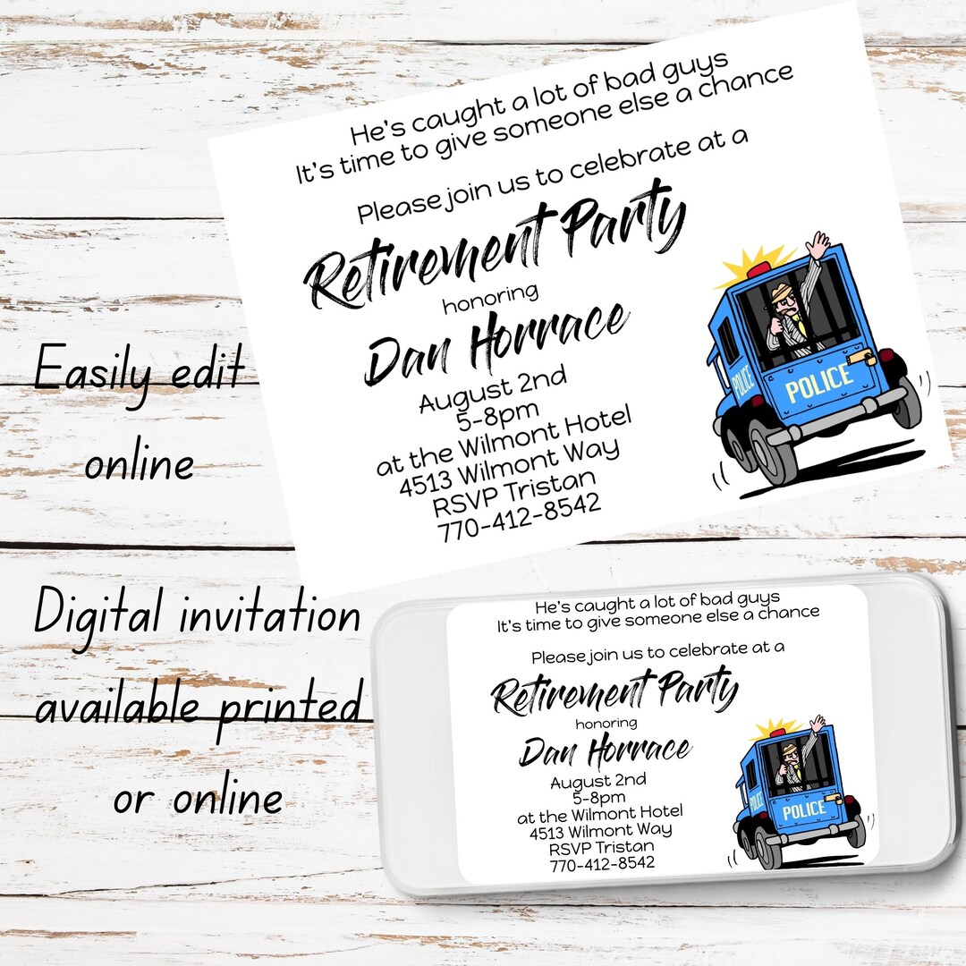 Police Retirement Party Invitations Digital Download Design Template ...