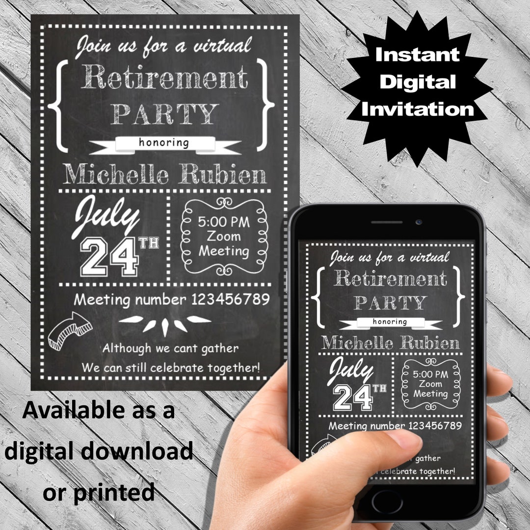 Teacher Retirement Party Invitations on Chalkboard Template Svg Mockup ...