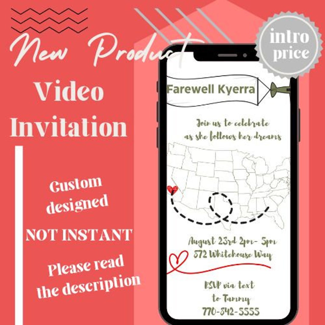 Going Away Party Invitation- Video for Person or Family Moving to State ...
