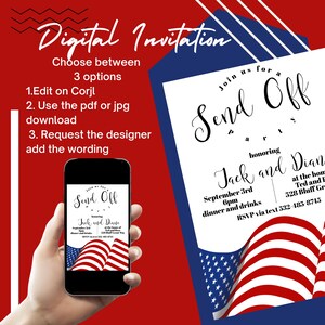 Send off Going Away Farewell USA Flag Party Invitation US Army Navy ...