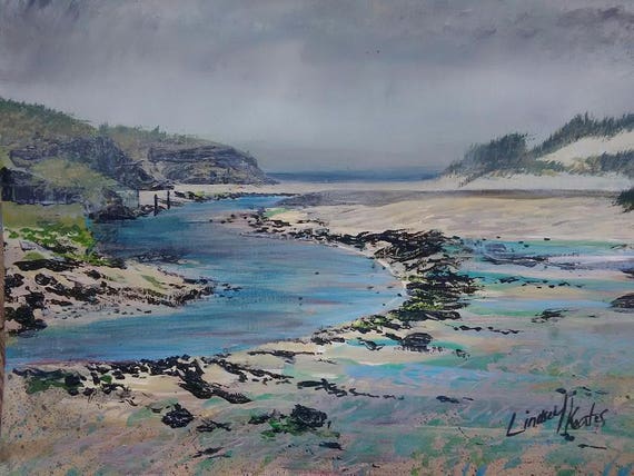 Drizzly Days Hayle Estuary Cornwall Print by Cornish Artist | Etsy