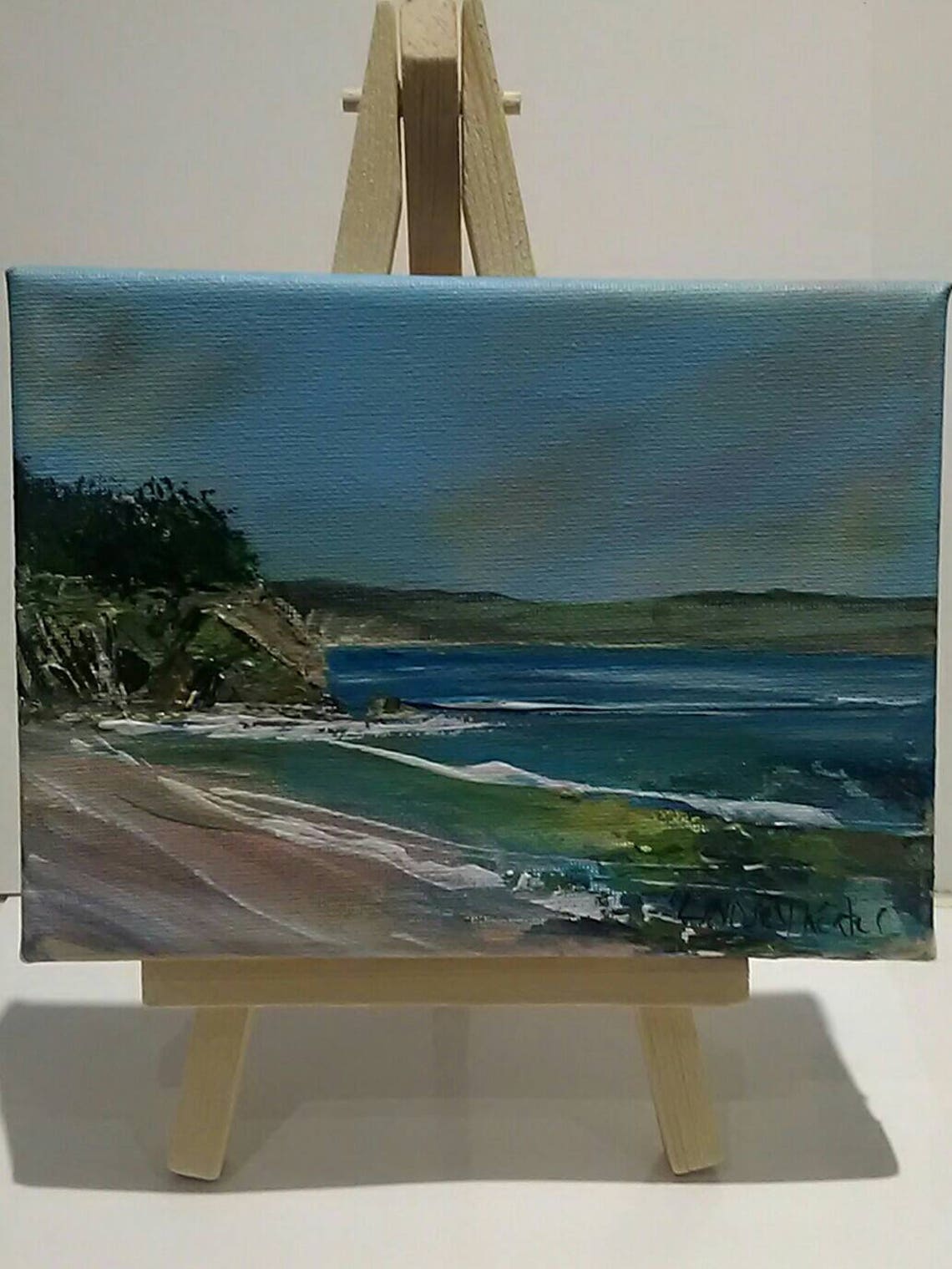 Porthpean Beach, St Austell, Cornwall. Original Miniature Art on Easel ...