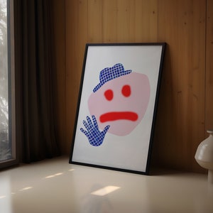 Sad Guy Red Wall Art Poster - Etsy