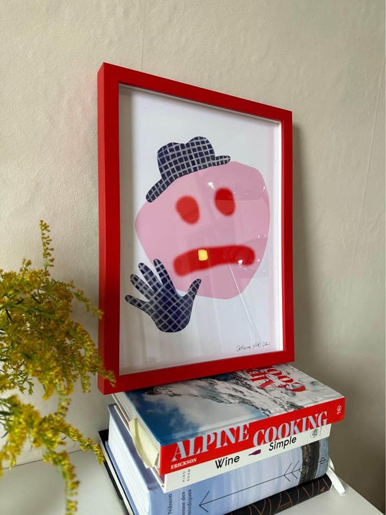 Sad Guy Red Wall Art Poster - Etsy