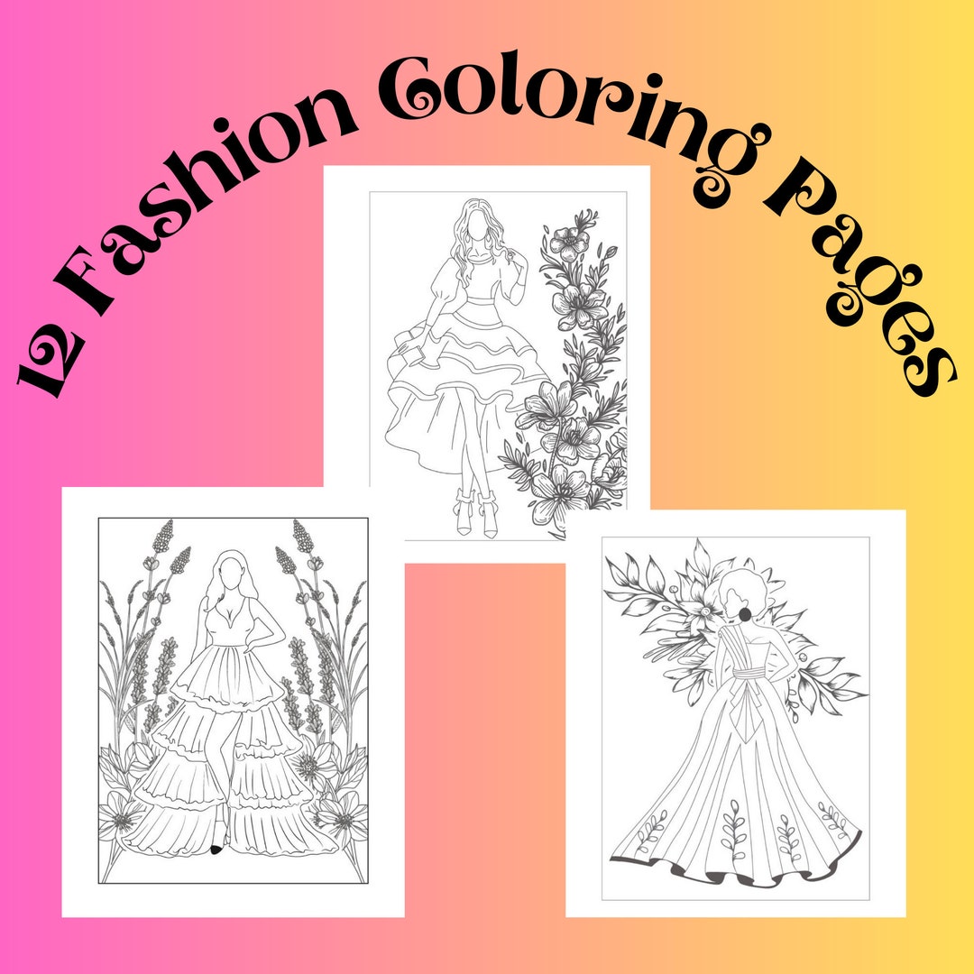 10 Fashion Coloring Pages! Printable 8.5" by 11" - Etsy