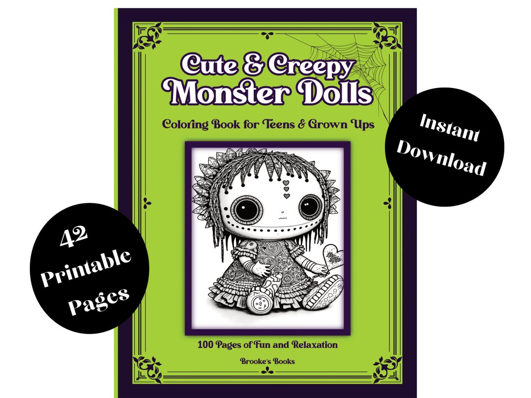 Cute & Creepy! 42 Printable Coloring Pages! 8.5" by 11" - Etsy