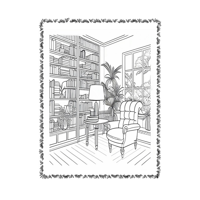 Cozy Book Nooks! 20 Printable Coloring Pages! 8.5" by 11" - Etsy