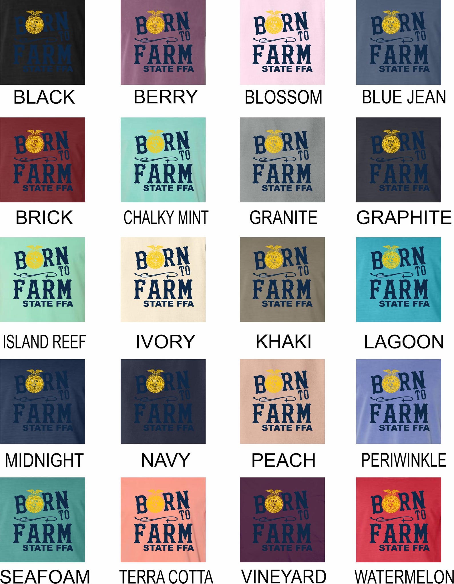 FFA Born to Farm Comfort Colors T-shirt Blue Letters / FFA Farm Shirt ...